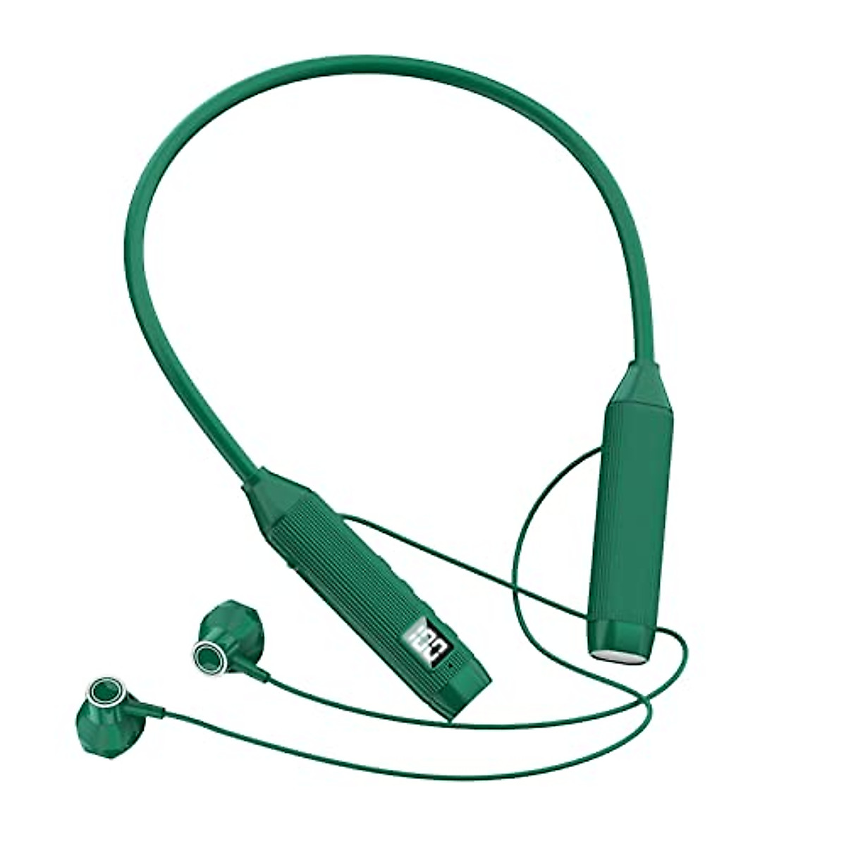 Sports Blue-Tooth Earphones, High-Power Neck-Mounted Earphones with LED Digital Display, Stereo Earbuds Bone-Conduction Earphone with Skin-Friendly Memory Silicone Collar, Super Battery Life (Green)