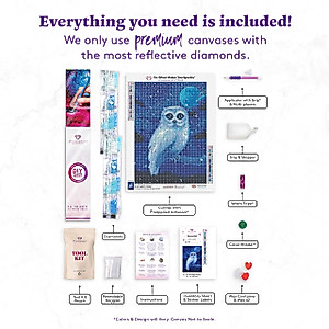 DIAMOND ART CLUB Snowy OWL Diamond Painting Kit, Animal Diamond Canvas, Round 5D Diamond Art for Adults and All Ages, 13" x 18" (32.8 x 46 cm)
