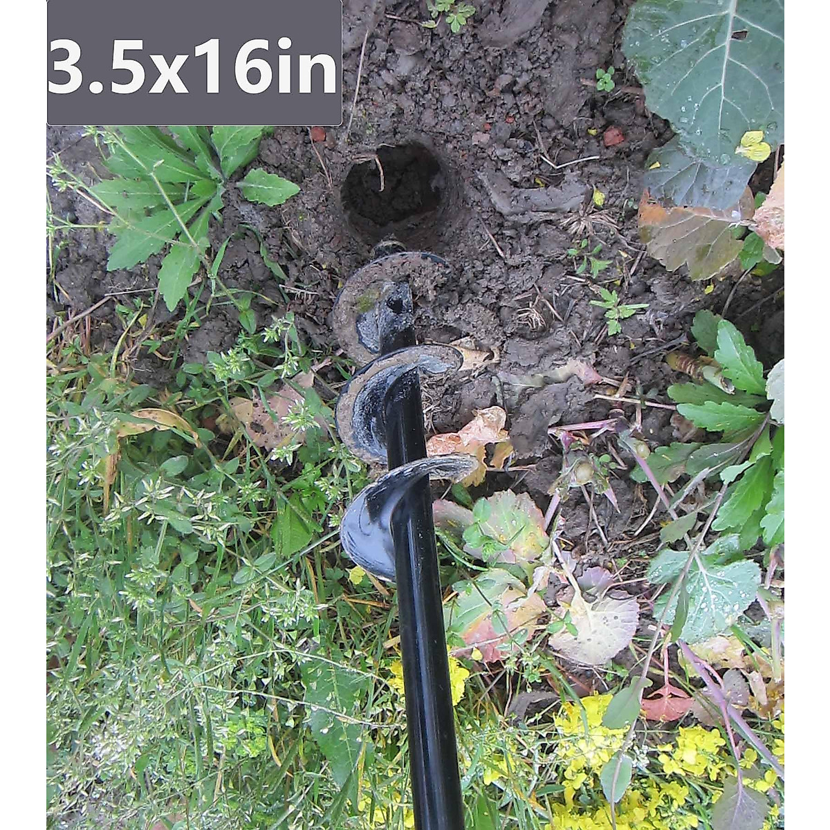 TCBWFY Garden Auger Drill Bit for Planting 3.5"x16"and 1.6"x16.5"Auger Drill Bit Plant Flower Bulb Auger Spiral Hole Drill Earth Post Umbrella Bulb Planter Auger for 3/8" Hex Drive Drill