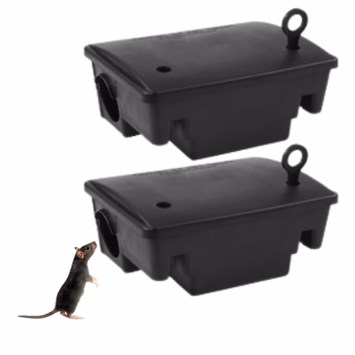Large Rat Bait Stations 2- Pack | Mouse Bait Station for Home Garden| Rodent Bait Station for Indoor and Outdoor Use | Exterminator Approved | Safe for Family and Pets (Bait is not Included)
