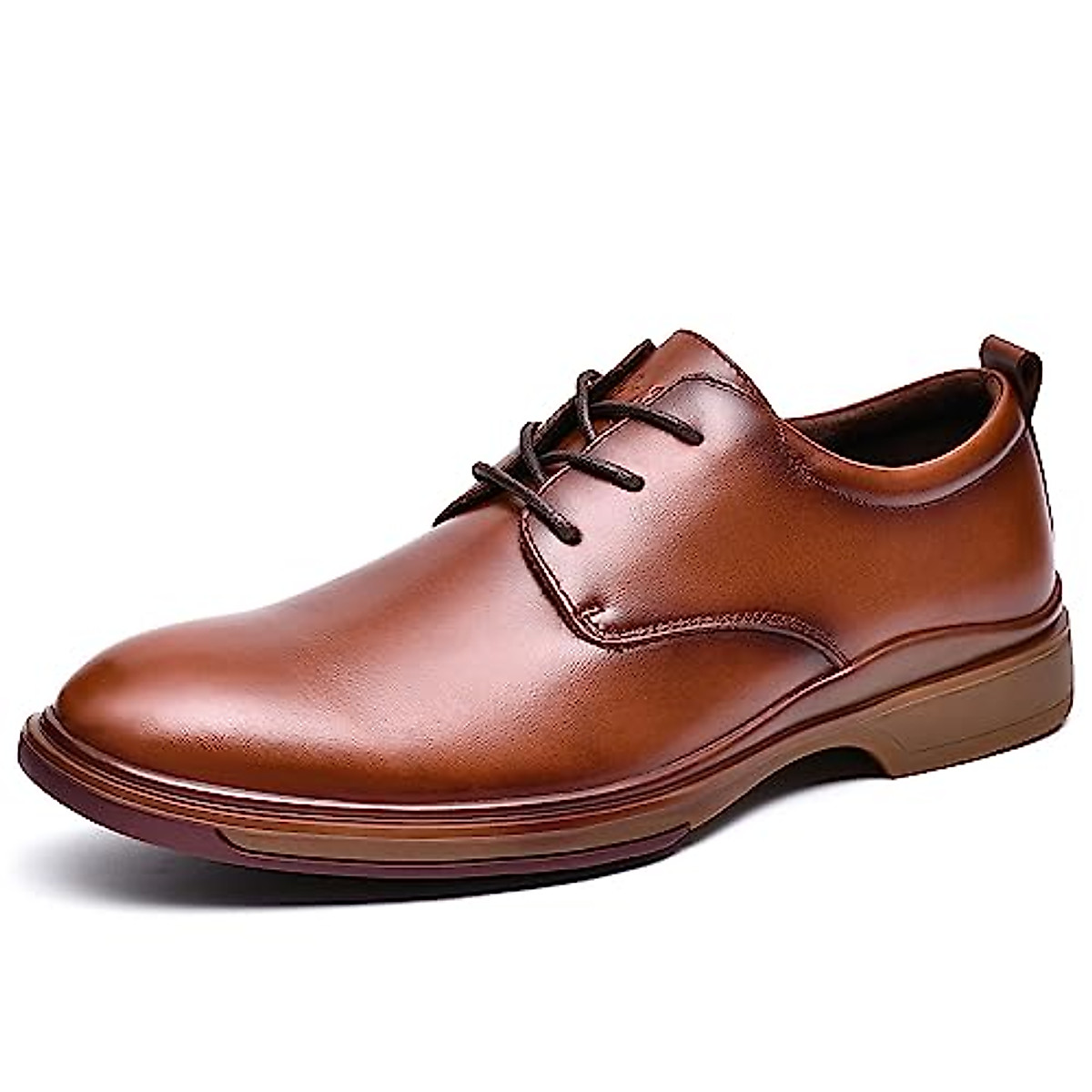 Men's Oxford Dress Shoes Fashion Derbys Formal Business Work Shoe for Men Genuine Leather Upper Lace Up Durable Rubber Sole Brown 11