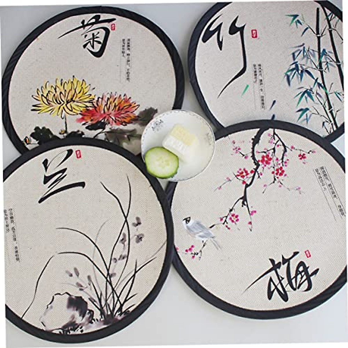 NOLITOY 2pcs Jute Mat Woven Placemats Coasters for Drinks Wedding Decor Desk Mat for Desktop Linen Placemats Dinner Table Mats Coaster for Coffee Cup Cotton and Linen Blend Cotton Cup