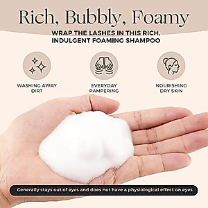 LASHVIEW Lash Shampoo,Eyelash Extensions Cleanser,50ml with Brush,Eyelid Foaming Cleanser,Gentle Formula without Irritation, Easy to Use and Rinse,For Home Use and Salon