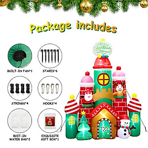 JUZISHU 11FT Height Giant Christmas Inflatables Decorations Candy Castle Santa Santa Reindeer Snowman Blow Ups Yard Decoration Rotating LED Lights Décor Holidayxmas Eve Party Indoor Outdoor Garden