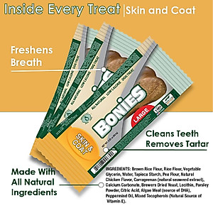 Bonies Natural Skin & Coat Formula Small-Sized Single Bone - Promote Silky Coat & Healthy Skin, Healthy Teeth & Fresh Breath, Low Calories - Chicken Flavor, 1 Bone
