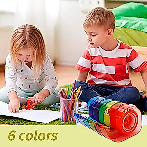 Eagle Rainbow Tape Dispenser, Desktop Office Tape, Colored Adhesive Tapes Included, for Arts, Home, and Office use, Pack of 6 Dispensers