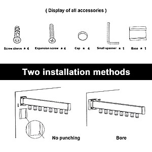 WTASUP Clothing Drying Rack, Retractable Laundry Space Saver Wall Mounted, Collapsible(Tri-Fold) Rack Clothing (Black)