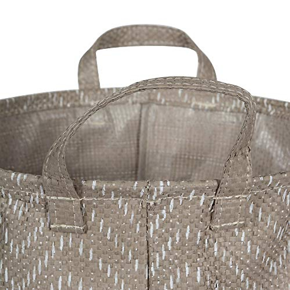 DII Collapsible Waterproof Chevron Laundry, Small Round, Stone/Cream, 2 Piece