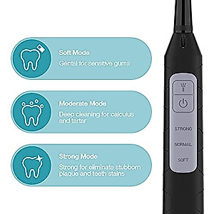 Professional Plaque Removal Tool, Teeth Cleaning Kit with Mouth Mirror, Electric Cleaner Tool, Waterproof Teeth Cleaning Kit with 3 Modes USB, Rechargeable Teeth Cleaner for Adults(Gray)