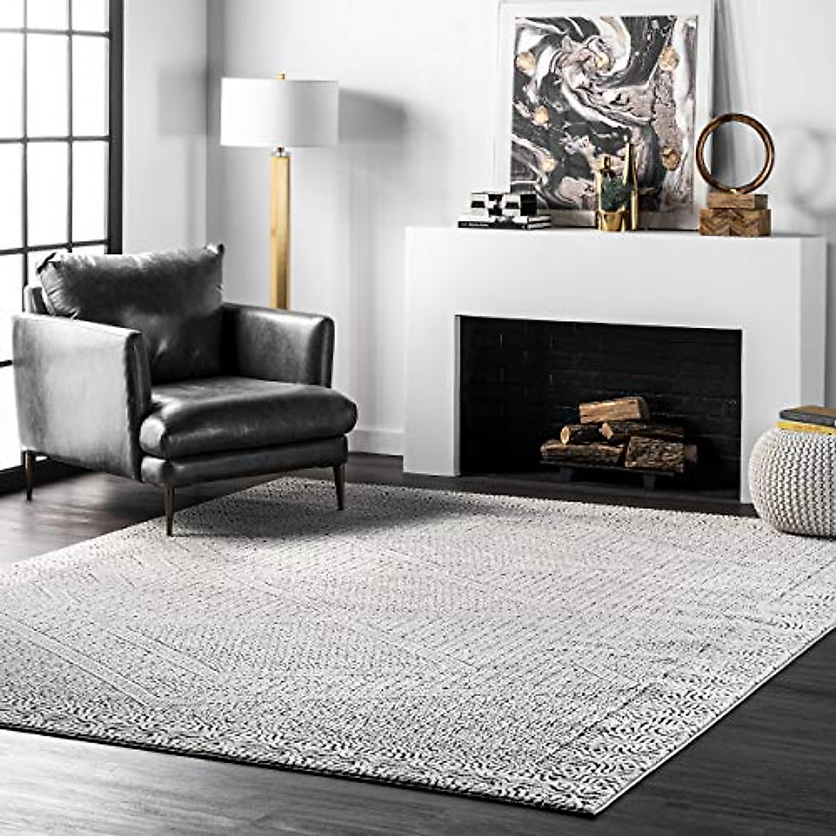 nuLOOM Vintage Exie Area Rug, 6 ft, Light Grey