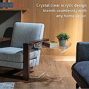 Designstyles Acrylic Folding Tray Table – Modern Chic Accent Desk - Kitchen and Bar Serving Table - Elegant Clear Design