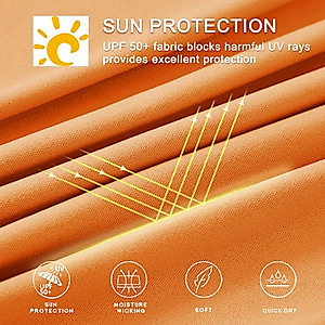 Willit Men's UPF 50+ Sun Protection Hoodie Shirt Long Sleeve SPF Fishing Outdoor UV Shirt Hiking Lightweight Orange M