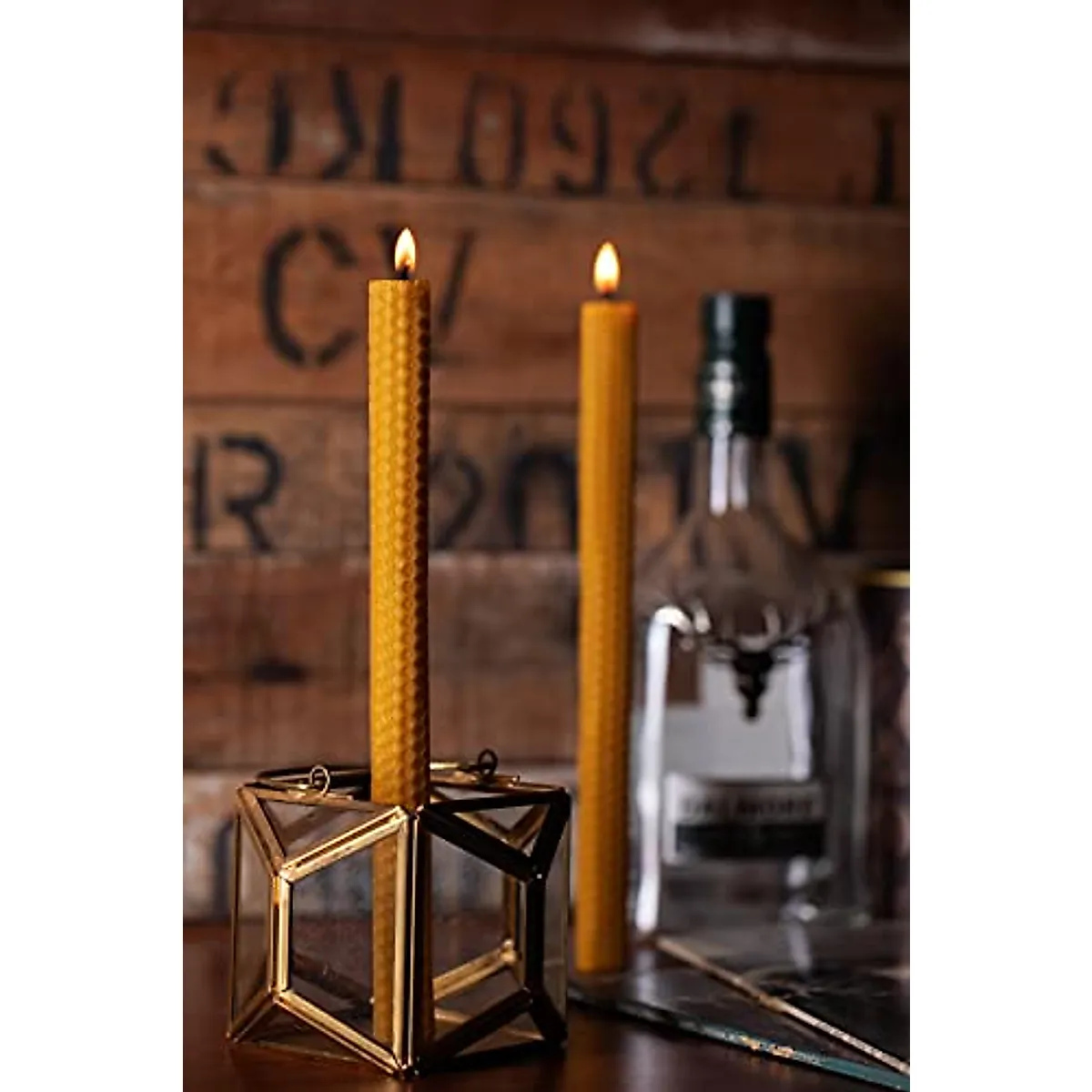 Pure Taiwan Beeswax Handmade Taper Candles (Fair Trade City, Taipei) - 10 Inch - Natural Subtle Honey Smell - Taiwanese Tapers (Yellow)