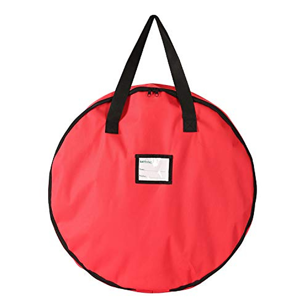 Sattiyrch Christmas Wreath Storage Bag - 600D Canvas Dual Zippered Storage Bag for Holiday Artificial Christmas Wreaths, 2 Stitch-Reinforced Canvas Handles (Red) (30")