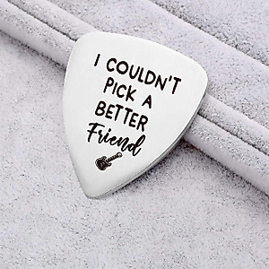 Warehouse No.9 I Couldn?t Pick A Better Friend, Stainless Steel Guitar Pick Jewelry Gift for Friend Sister Brother Musician Guitar Player Birthday Christmas Gift
