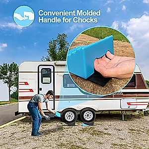 CircleRoad RV Leveler Blocks 2 Pack with Rubber Anti-Skid Pads, RV Leveling Blocks for Travel Trailers, RV, Campers, Trucks, Non Slip Design RV Leveling Blocks Bear Weight 35,000 lbs,Blue