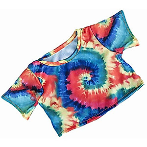 Rainbow Tie Dye Print T-Shirt Top Teddy Bear Clothes Fits Most 14" - 18" Build-a-Bear and Make Your Own Stuffed Animals