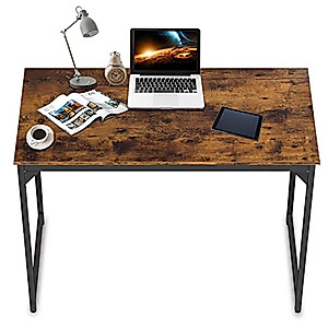 HCB Computer Desk 47inch Home Office Desk Writing Study Table Modern Simple Style PC Desk with Black Metal Frame(Brown),47inchx24inchx29inch
