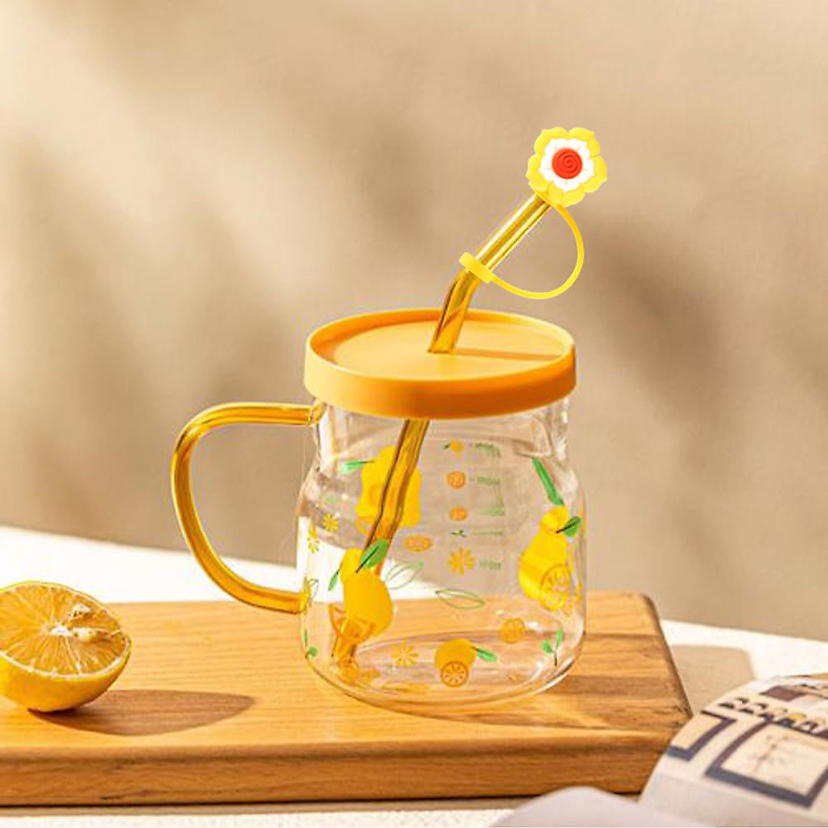 SAMOKA Silicone Straw Cover,10 PCS Straw Tip Cap Reusable Drinking Straw Toppers,Silicone Straw Plugs Reusable Flower Shape Straw Protector