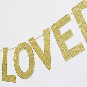 90 Years Loved Gold Glitter Banner for 90th Birthday/Wedding Anniversary Party Sign Photo Props
