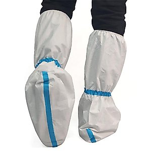 ZMDREAM 6 Pairs Disposable Hazmat Boot and Shoe Covers Knee High Booties Non-Slip and Waterproof White 18 inch Tall