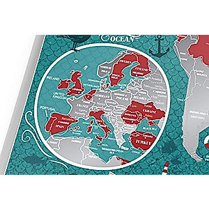 Small Scratch Off Travel World Map 1DEA.me - Premium Edition - 23.6" x 15.8" - Rewritable Places I’ve Been Travel Map - US States Outlined - Made from Flexible Plastic to Last Longer