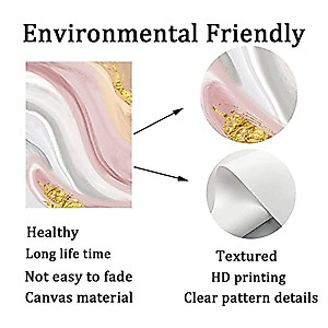 Pink Marble Canvas Wall Art Glitter Gold Blush Picture Blush Marble Wall Art Abstract Gold Foil Artwork Pink and Gold Marble Canvas Luxury Pink White Painting Modern Room Decor 16x24inchx3 No Frame