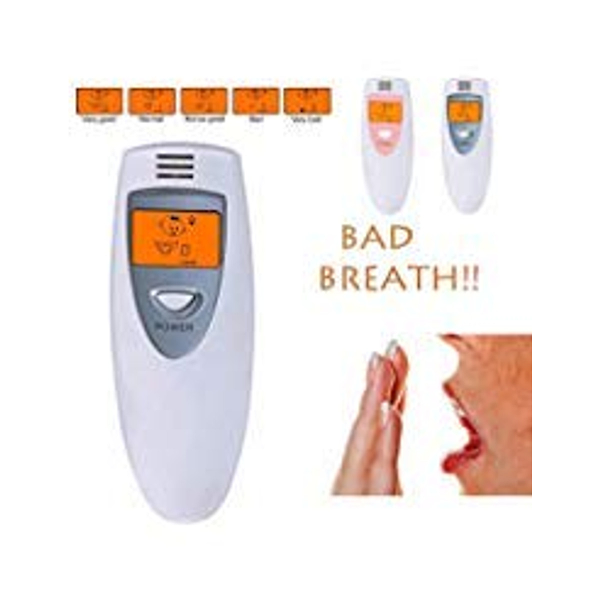 Pocket Bad Breath Tester Odor Detector Health Care Gadgets Breathalyzer Analyzer Breathe Smell Checker (Gray)