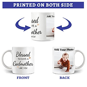 Godmother Gifts from Godchild, Personalized Godmother Mug with Baby Photo Text，Mothers Day Birthday Gifts for Godmom - Custom Godmother Proposal Gift