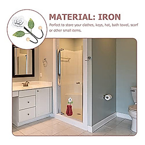 Zerodeko Wall Hanger Wall Mounted Rose Hook Entryway Iron Key Holder Wall Hanging Double Clothes Hook Door Back Hook Bathroom Towel Hook for Bags Hat Jackets White Decorative Rose Iron Hooks