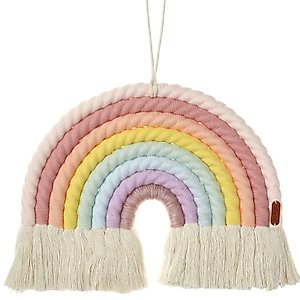 Ali+Oli Macrame Boho Wall Decor (Pastel) Nursery Boho Decor- Kids Room Decor- Boho Decor for Bedroom- Rainbow Room Decor, Pastel Room Decor- Girl and Boy Room Decor- Large