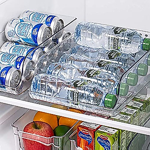 WELTRXE Refrigerator Organizer Bins, Can Dispenser Storage Organizer Bins & Plastic Water Bottle Storage Dispenser Set for Fridge Pantry Kitchen Cabinets and Freezer, Beverage & Canned Food Organizer