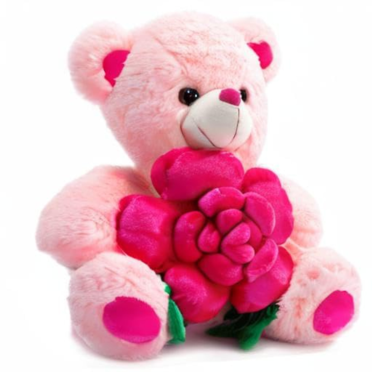 BEJOY Teddy Bear Stuffed Animals Plush Bear Holding Rose Soft Plush Toy Valentine's Day, 16 Inch, Pink