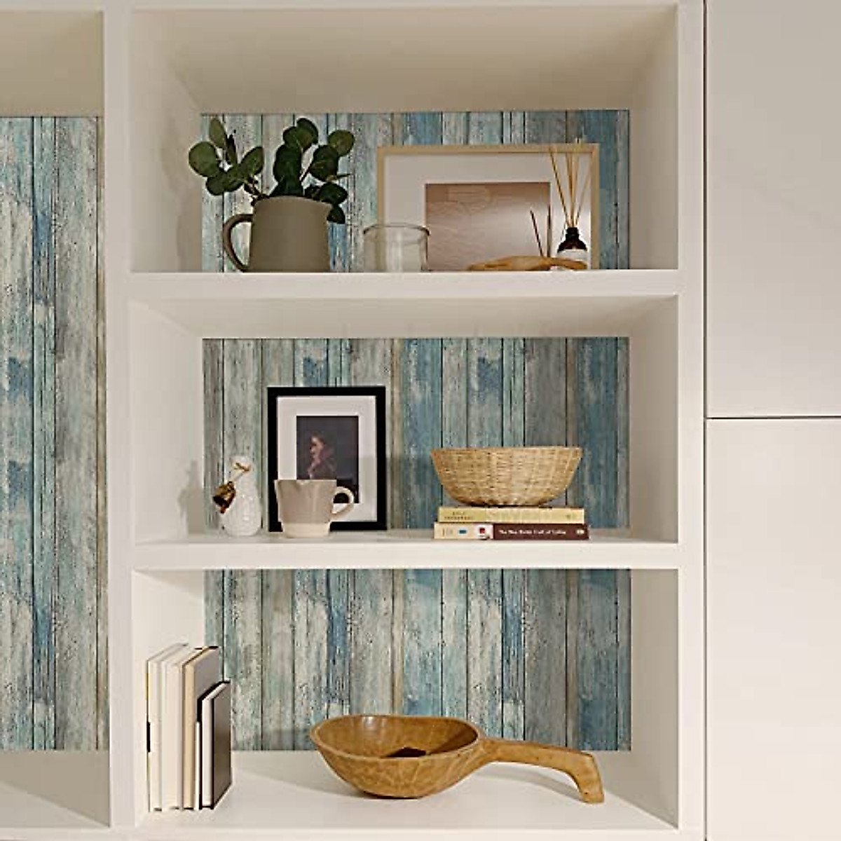 practicalWs Wood Wallpaper Rustic Self-Adhesive Removable Faux Wood Peel and Stick Wallpaper Distressed Wood Plank Grain Shiplap Wall Paper Vintage Wood Panel 11.8''x78.7'' Roll