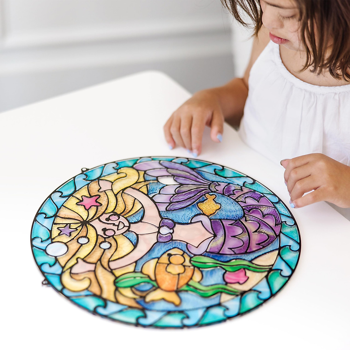 Melissa & Doug Stained Glass Made Easy Activity Kit: Mermaids - 140+ Stickers