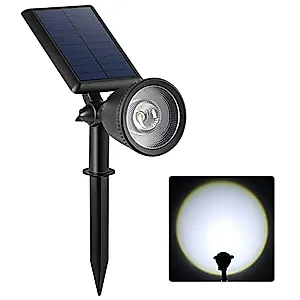 FALOVE Solar Spot Lights Outdoor, IP67 Waterproof Solar Powered Outdoor Lights Sunset Projection Lamp, 2 Modes Solar Landscape Lights Wall/in Ground Light Auto On/Off for Yard Garden Tree Flag