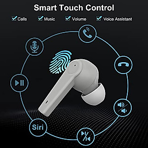 Kingstar Wireless Earbuds for Android,Bluetooth 5.2 Earbuds with Microphone Active Noise canceling Ear Buds Touch Control LED Display Blue Tooth Headphone HiFi Stereo for iPhone USB-C Charging