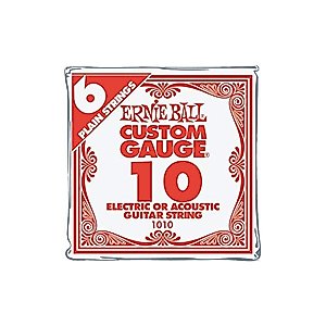 Ernie Ball Nickel Plain Single Guitar String .010 6-Pack