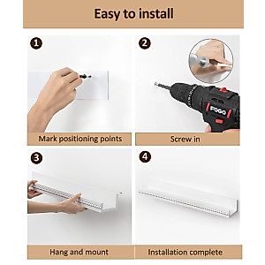 Mazjoaru White Floating Shelves 24 inch for Wall Set of 2, Long Floating Shelves Wall Book Shelf with Lip, Wall Mount Shelf with Wood Beads for Bedroom Bathroom Nursery Living Room