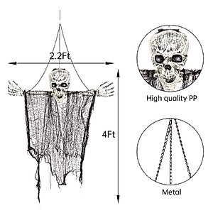 Solar Halloween Decorations Hanging Skeleton Ghost Color Changing LED Halloween Hanging Grim Reapers Outdoor Skeleton Flying Ghost Halloween Outdoor Indoor Decor