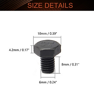 MroMax 100Pcs M6 x 8mm Hex Head Screw Bolt, Carbon Steel Grade 8.8, Black Oxide Finish, Full Thread, Hexagon Head Bolts for Furniture Repair