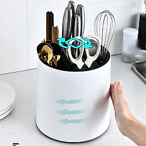 ceramic Utensil Caddy Kitchen Rotatable Tableware Storage Box， Chopsticks Fork Holder Cutlery Drain Rack， Spoon Fork Shelf Storage Holder Box Pen Holder chopstick holder