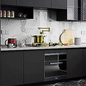 YASFEL Pot Filler Faucet Brushed Gold, Sturdy Durable Pot Filler Wall Mount, Stainless Steel Commercial Pot Filler, Easy to Install Folding Kitchen Sink Faucets (Brushed Gold)