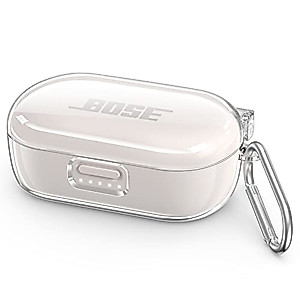Bose QuietComfort Earbuds Case Cover, Filoto Hard Protective Case for Bose QuietComfort Noise Cancelling Earbuds with Carabiner Keychain Accessories for Men Women (Clear)