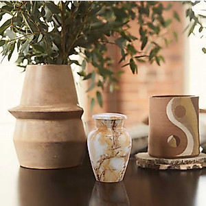 Small Keepsake Cremation Urns for Human Ashes - Marble Finish Metal Keepsake Urn - Mini Cremation Urn for Pet Ashes - Handcrafted Memorial Urn - Funeral Urns with Velvet Bag (Monalisa)