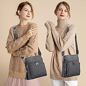 Roulens Crossbody Bag for Women,Lightweight Medium Crossbody Purse Soft Leather Women's Shoulder Handbags with Tassel