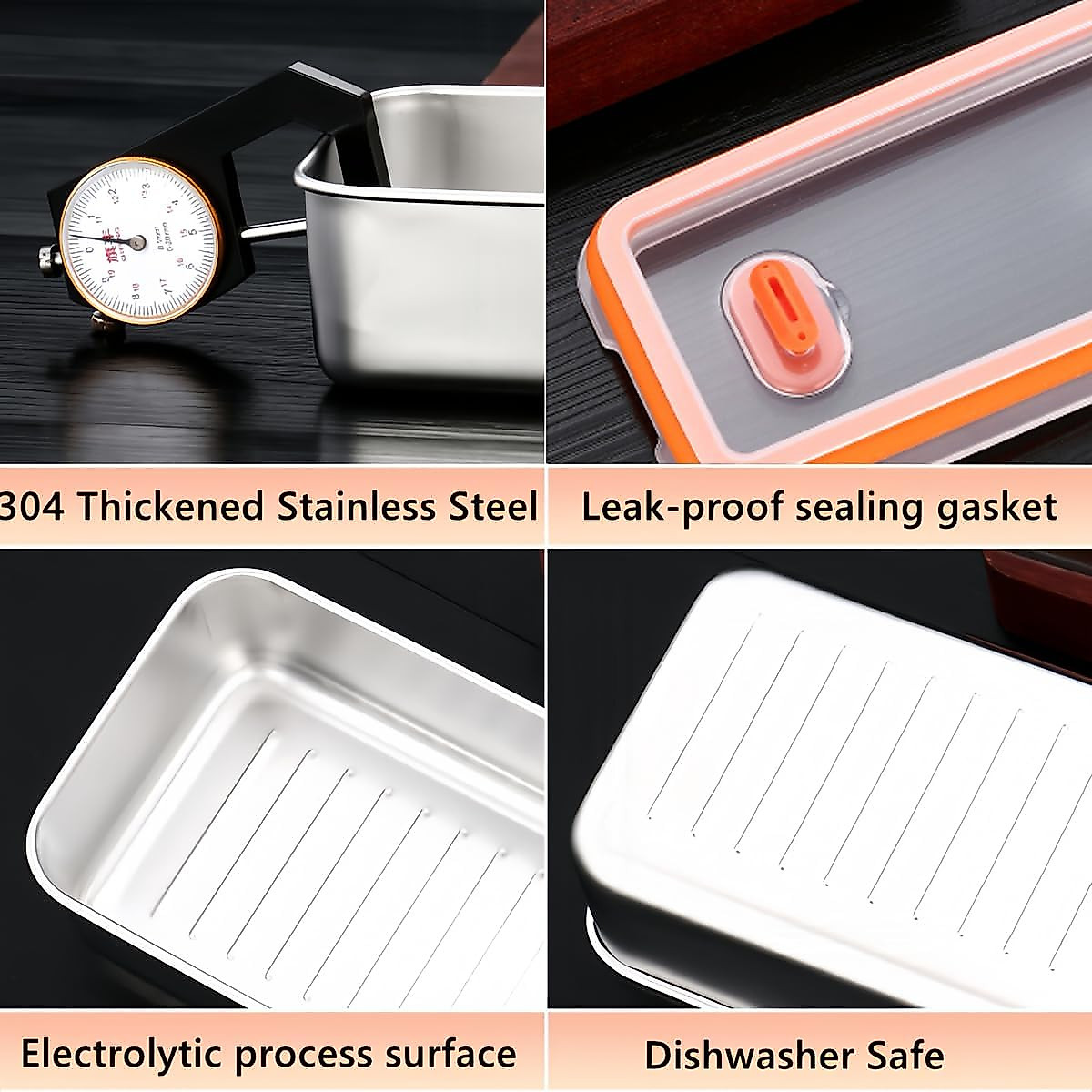 Bacon Container for Refrigerator, Bacon Storage Containers with Lids Airtight, Stainless Steel Airtight Deli Meat Storage Containers for Fridge, Long Container for Kitchen Food Storage (WhiteLid)