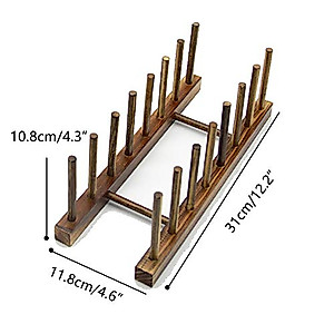 SunnyZoo 7 Slot Wooden Dish Rack Plates Holder Kitchen Storage Cabinet Organizer for Dish Keep Dry (Brown, 2Pack)