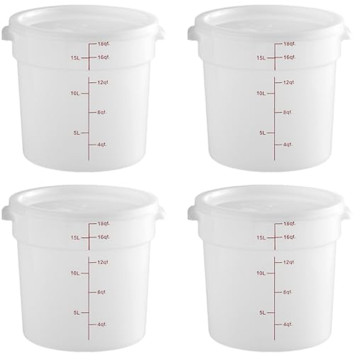 uVeans COMBO PACK Round Food Storage Containers With Lids - 18 Quart Food Storage Set - 4 Containers, 4 Lids