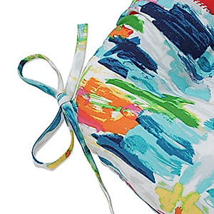 Pillow Perfect Outdoor/Indoor Abstract Reflections Large Chair Pads, 17" x 17.5", Blue 2 Count